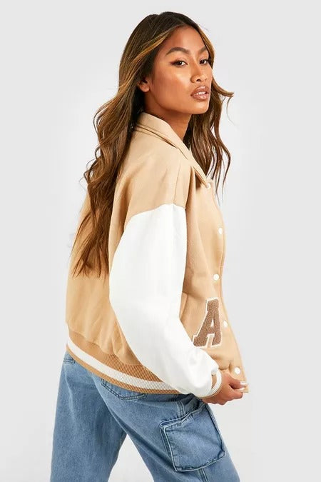 COLLARED VARSITY BOMBER JACKET – Rising