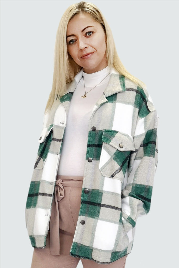 OVERSIZED CHECK SHACKET- GREEN – Rising